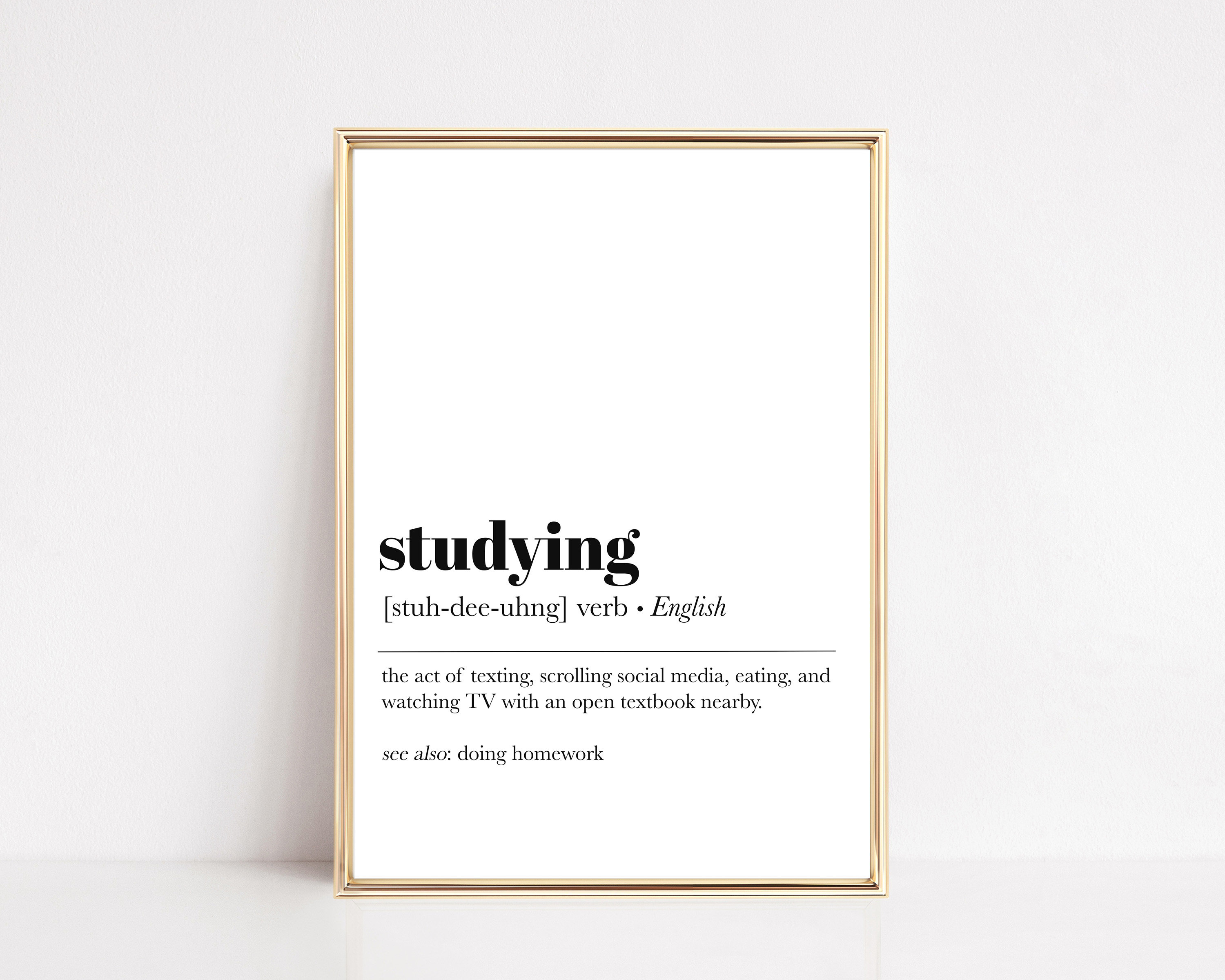 Study Definition Print | Studying Print | Teen Wall Art | Gift for ...