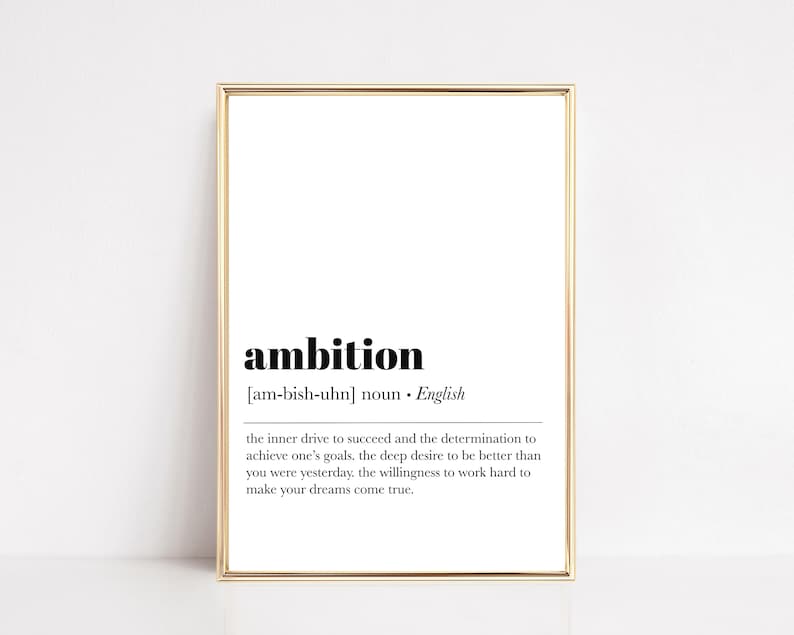 Ambition Definition Print | Office Wall Art | Entrepreneur Gift | Home ...