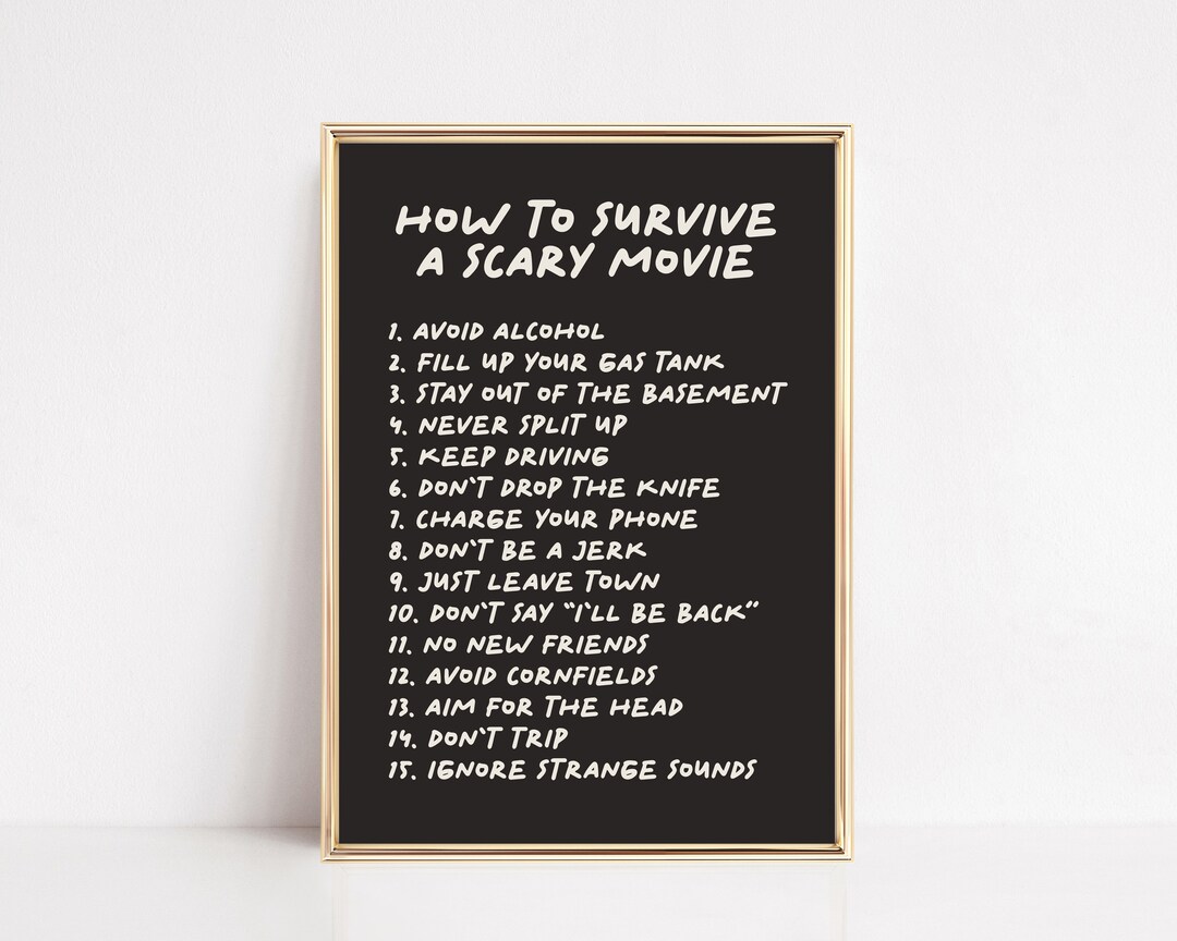Funny Halloween Wall Art | Ways to Survive a Scary Movie | Trendy Wall ...