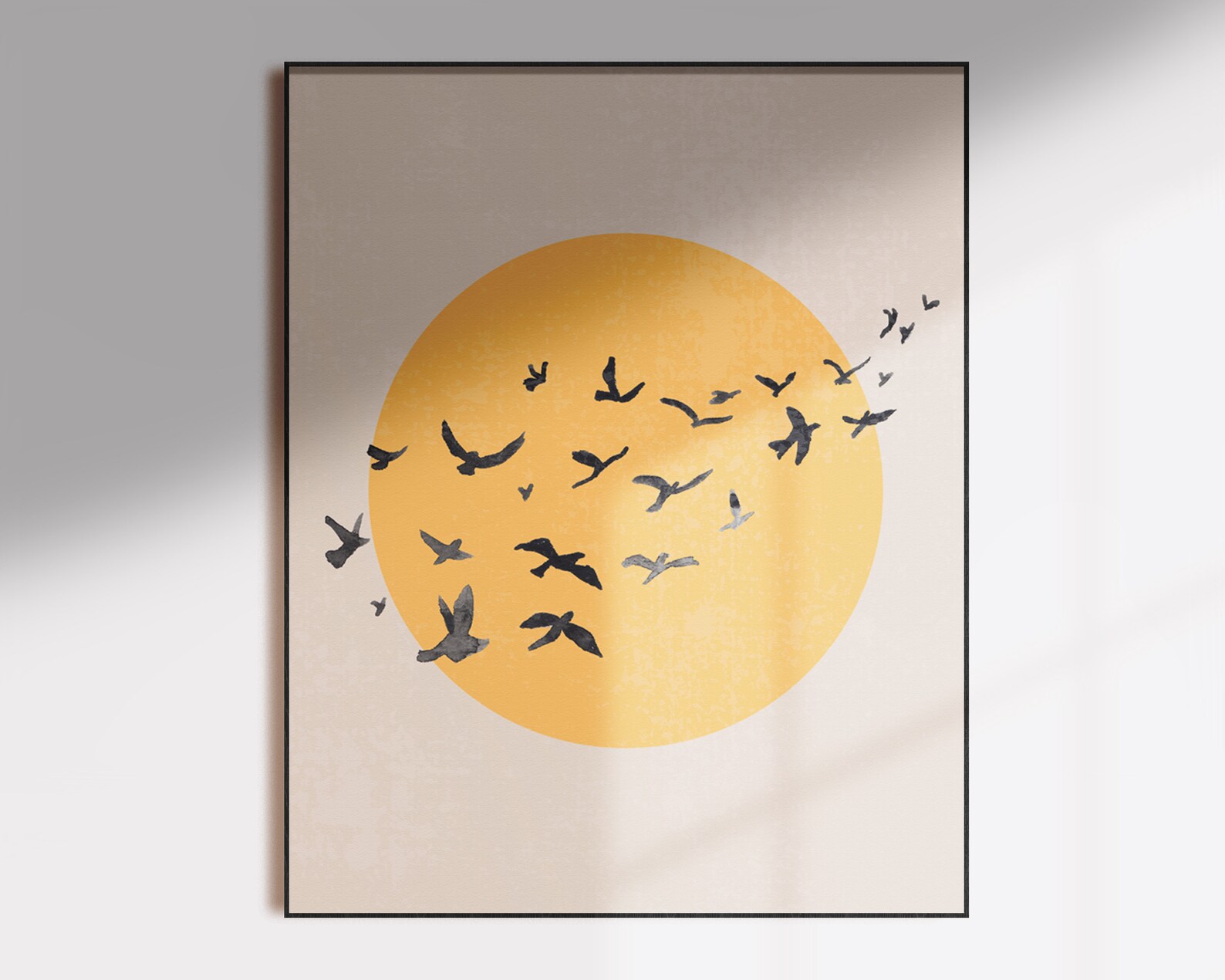 Birds and Sun Print Birds Art Print Abstract Sun Wall Art | Etsy
