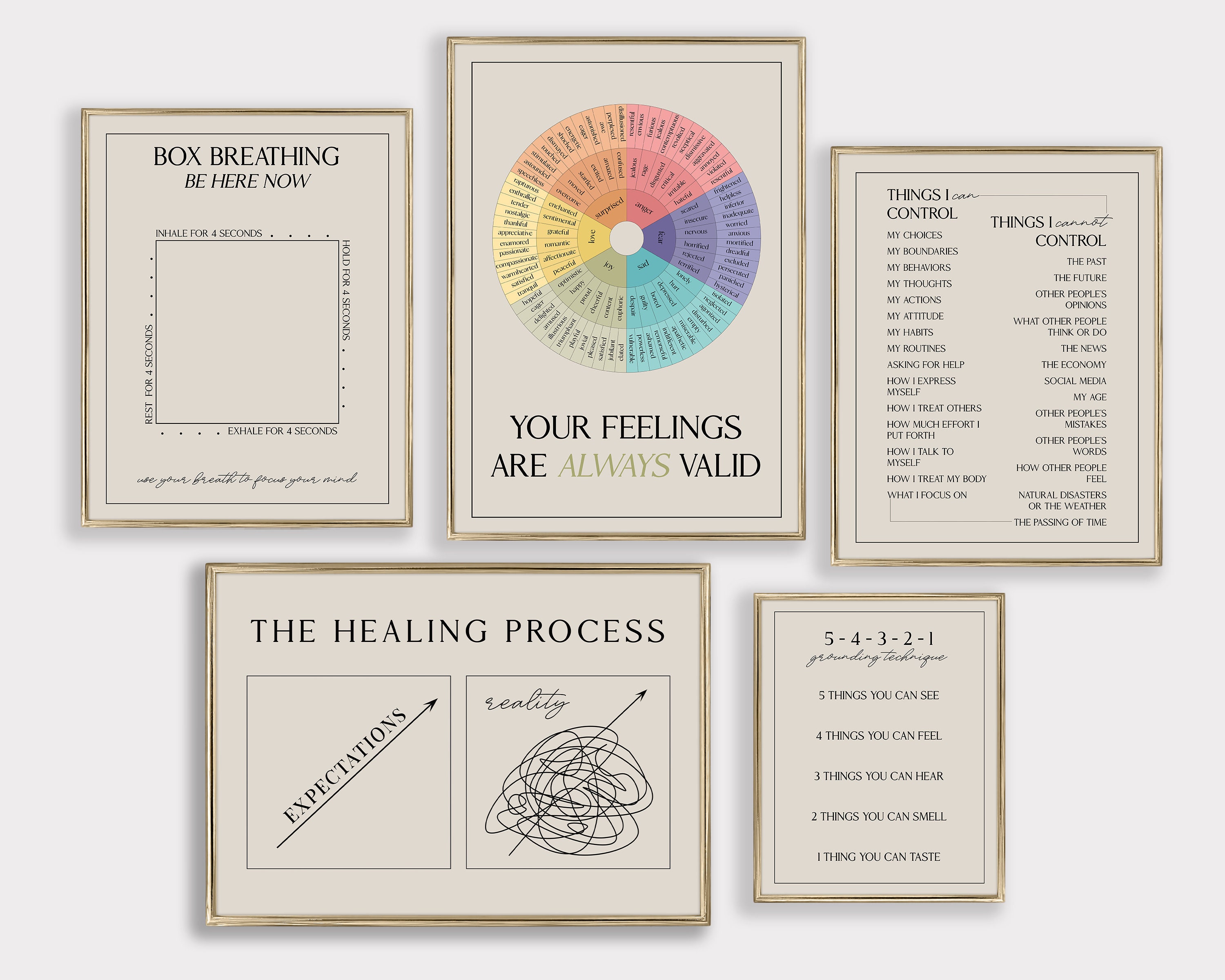 Mental Health Art Printable Gallery Wall Set Set of 5 Prints | Etsy