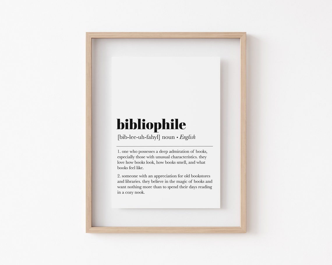 Bibliophile Definition Print Book Wall Art Book Lover - Etsy