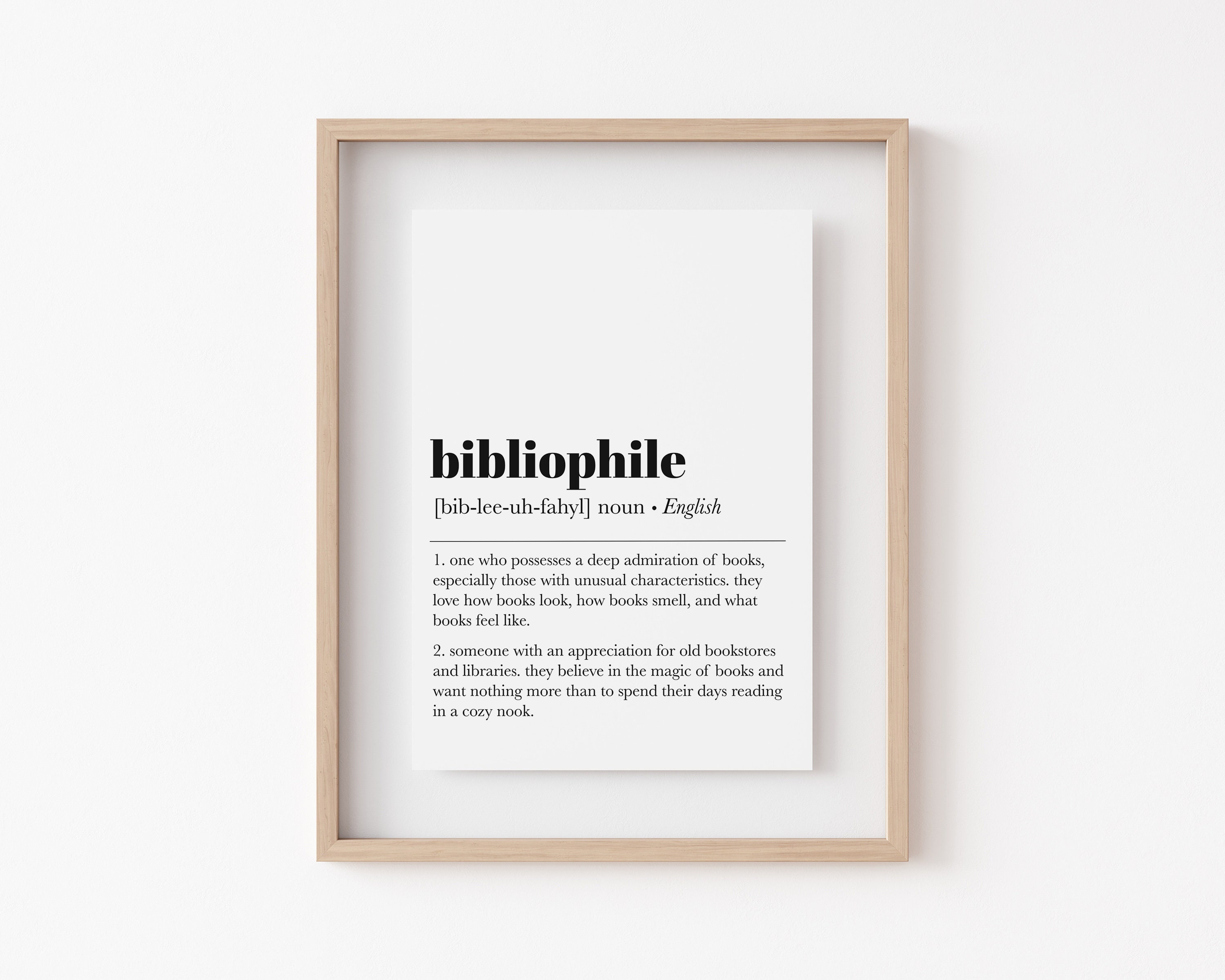 Bibliophile Definition Print Book Wall Art Book Lover - Etsy