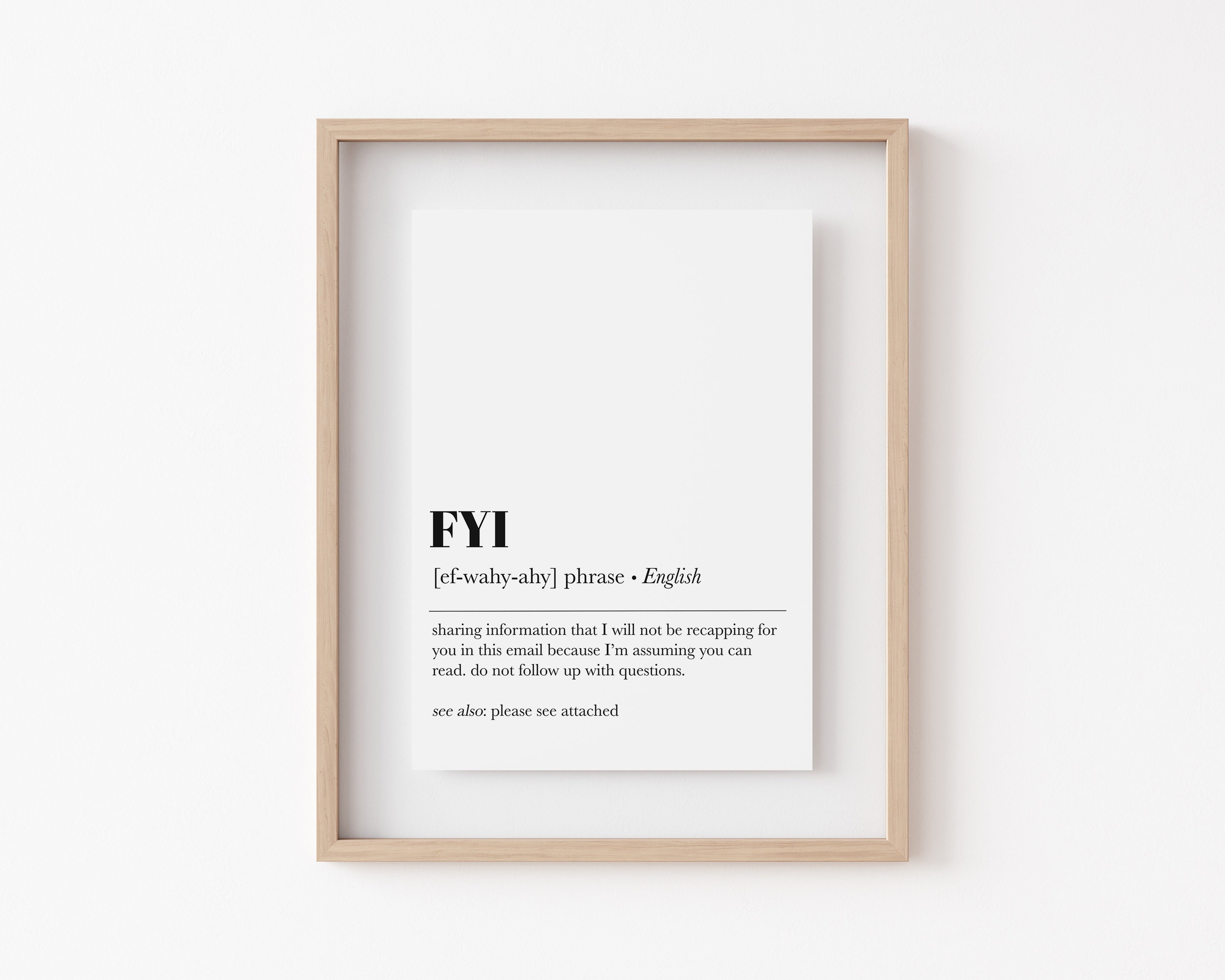 Home Office Wall Decor FYI Definition Print Office Wall - Etsy UK
