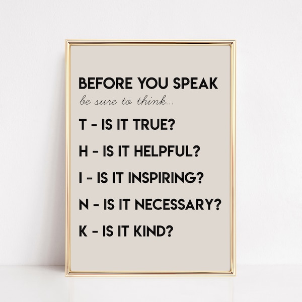 Think Before You Speak Poster - Etsy
