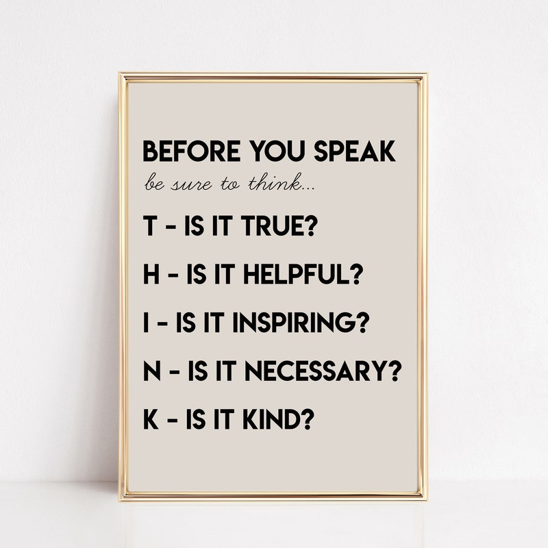 Think Before You Speak Poster - Etsy