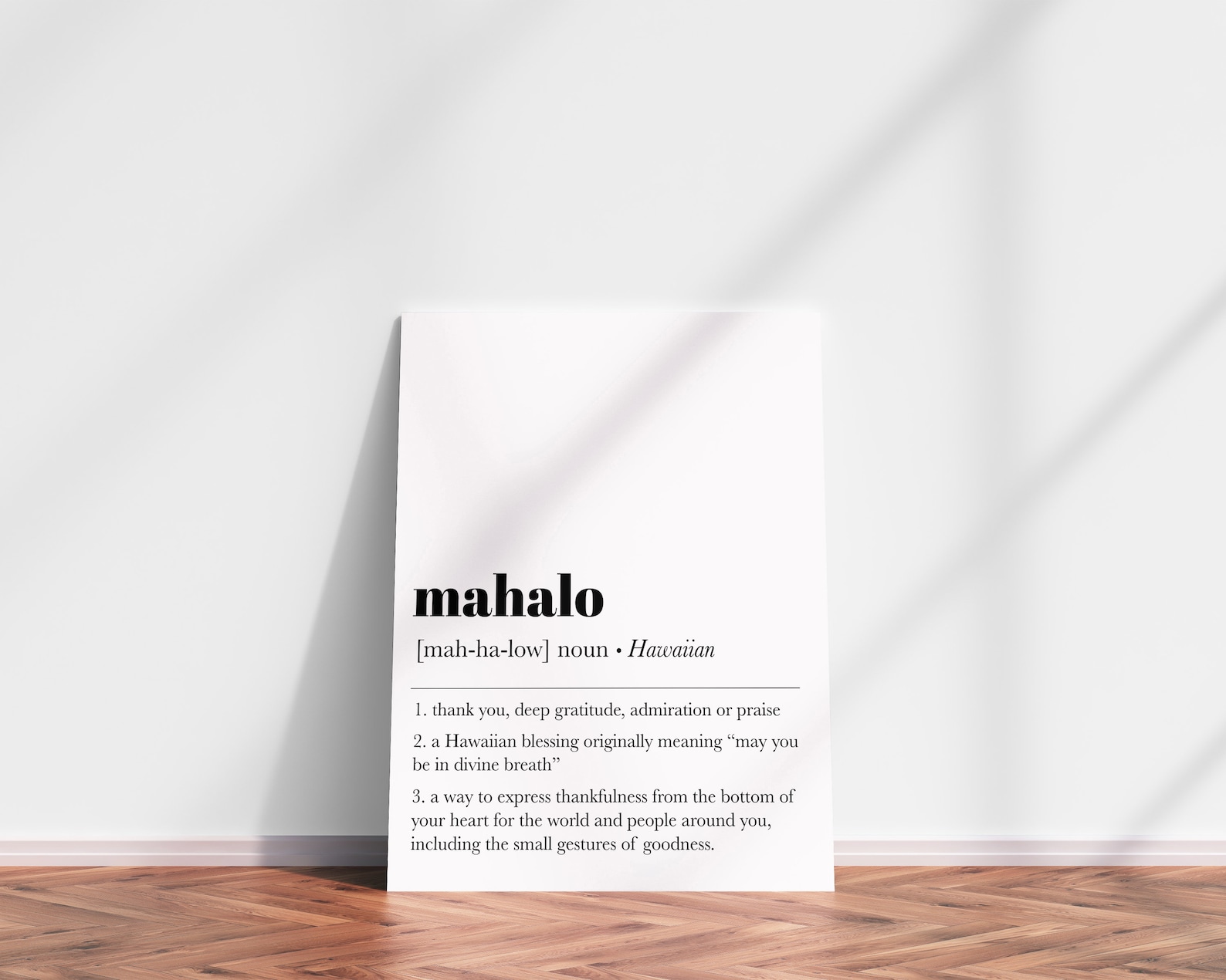 Hawaiian Wall Art Mahalo Definition Print Gratitude Art | Etsy