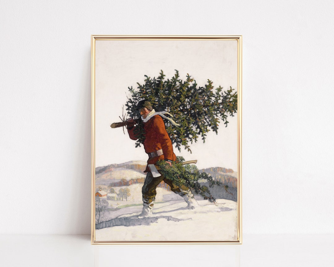 Vintage Christmas Tree Print | Rustic Christmas Wall Art | Farmhouse ...