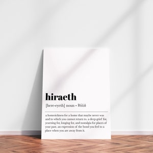 Hiraeth Definition Print | Welsh Print | Home Definition | Living Room ...
