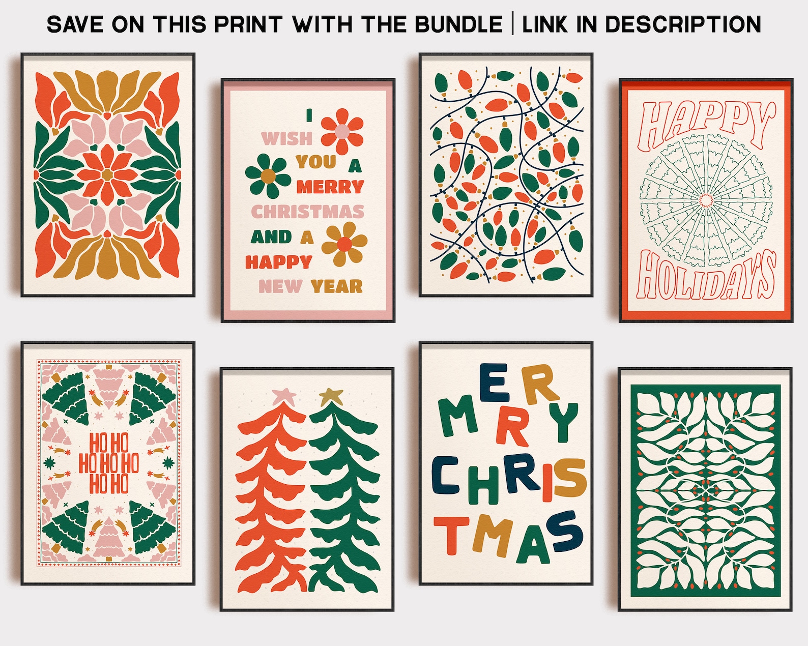 Retro Christmas Tree Print | Christmas Printable | Trendy Wall Art ...