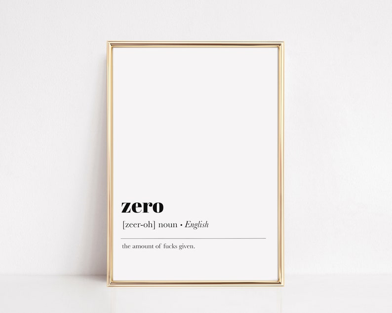 Zero Definition Print Funny Wall Art Dorm Room Decor - Etsy