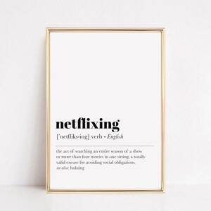 Netflix Printable Living Room Wall Art Definition Print Funny Art Print ...