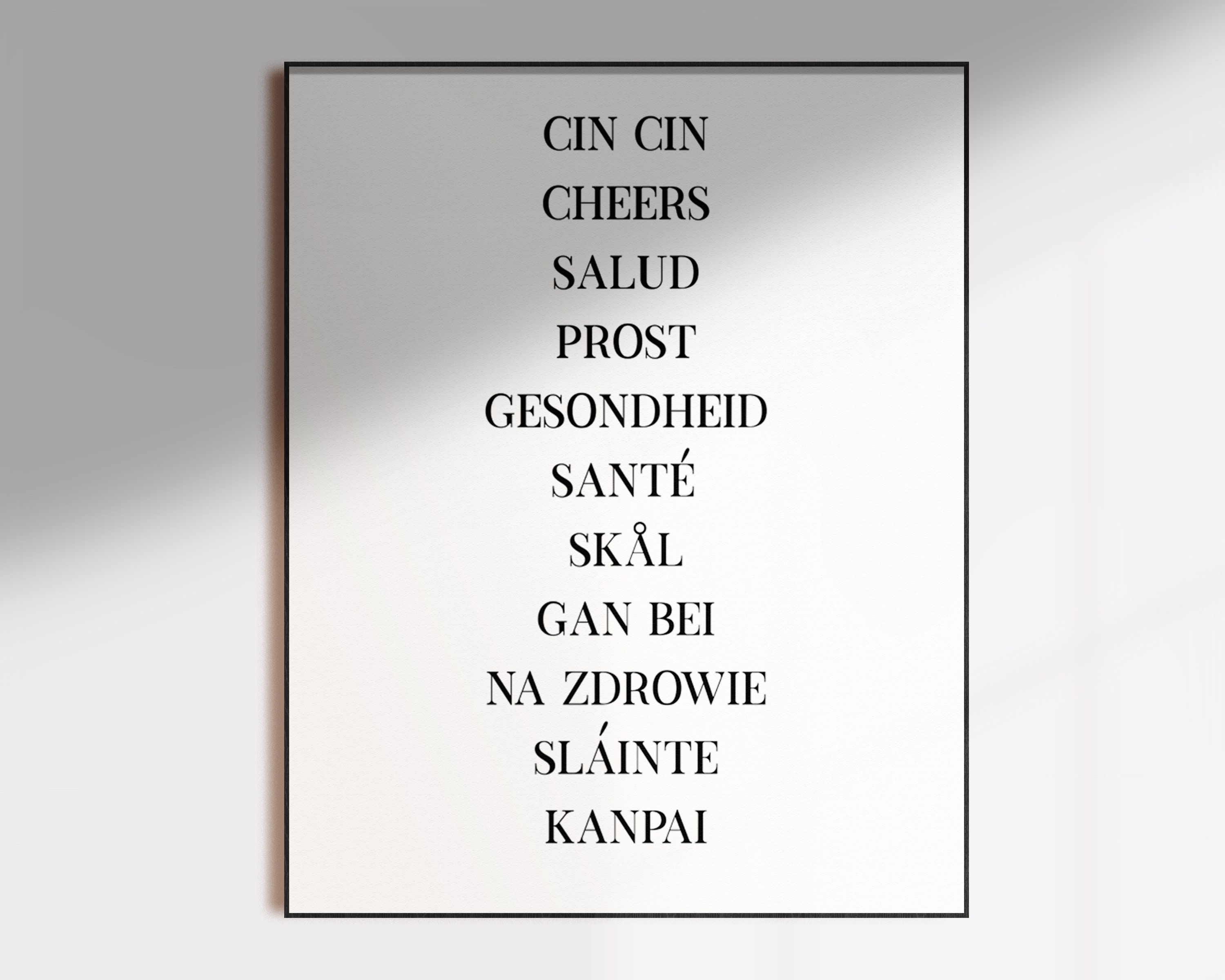 Cheers in Different Languages Sign Bar Cart Prints Cheers | Etsy