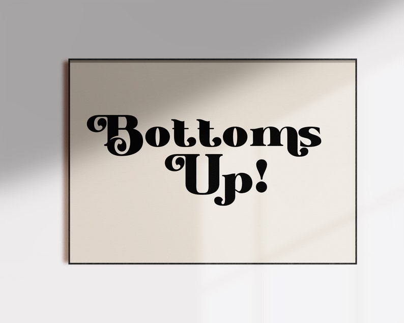 Bottoms up Quote Print Retro Bar Cart Decor Bar Cart - Etsy
