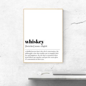 Whiskey Definition Print | Whiskey Wall Art | Whiskey Art | Home Bar ...