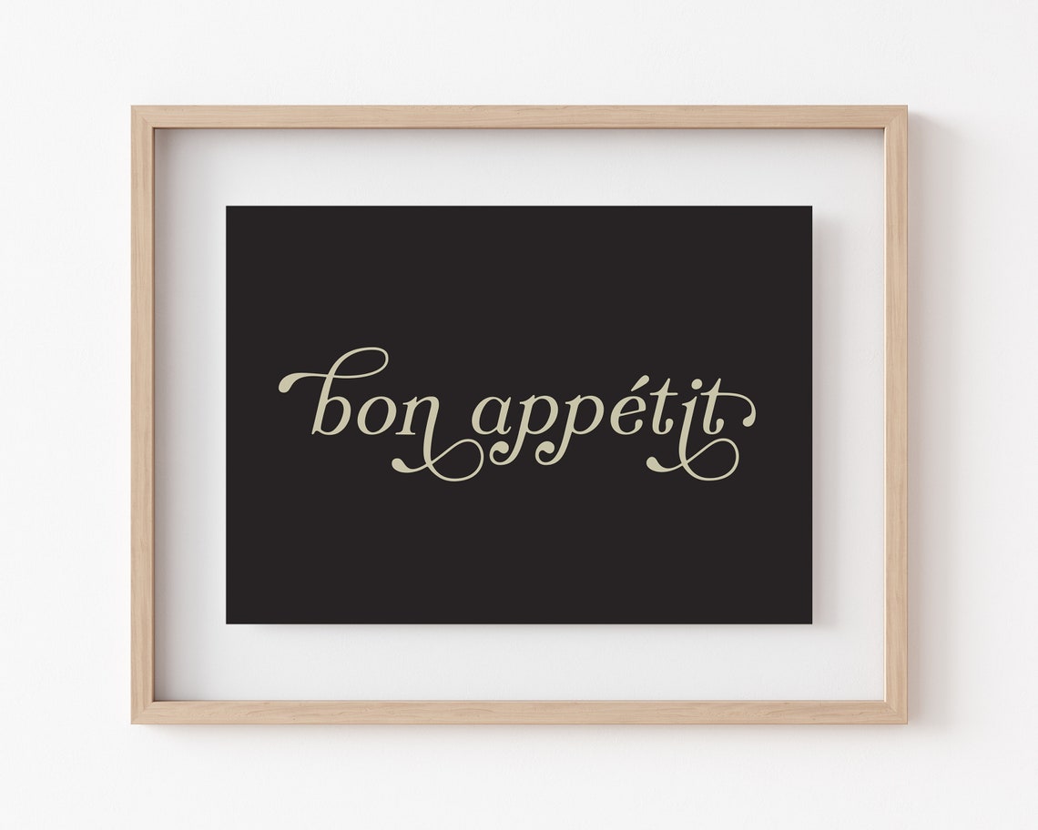 Kitchen Print Bon Appetit Sign Kitchen Wall Art French - Etsy