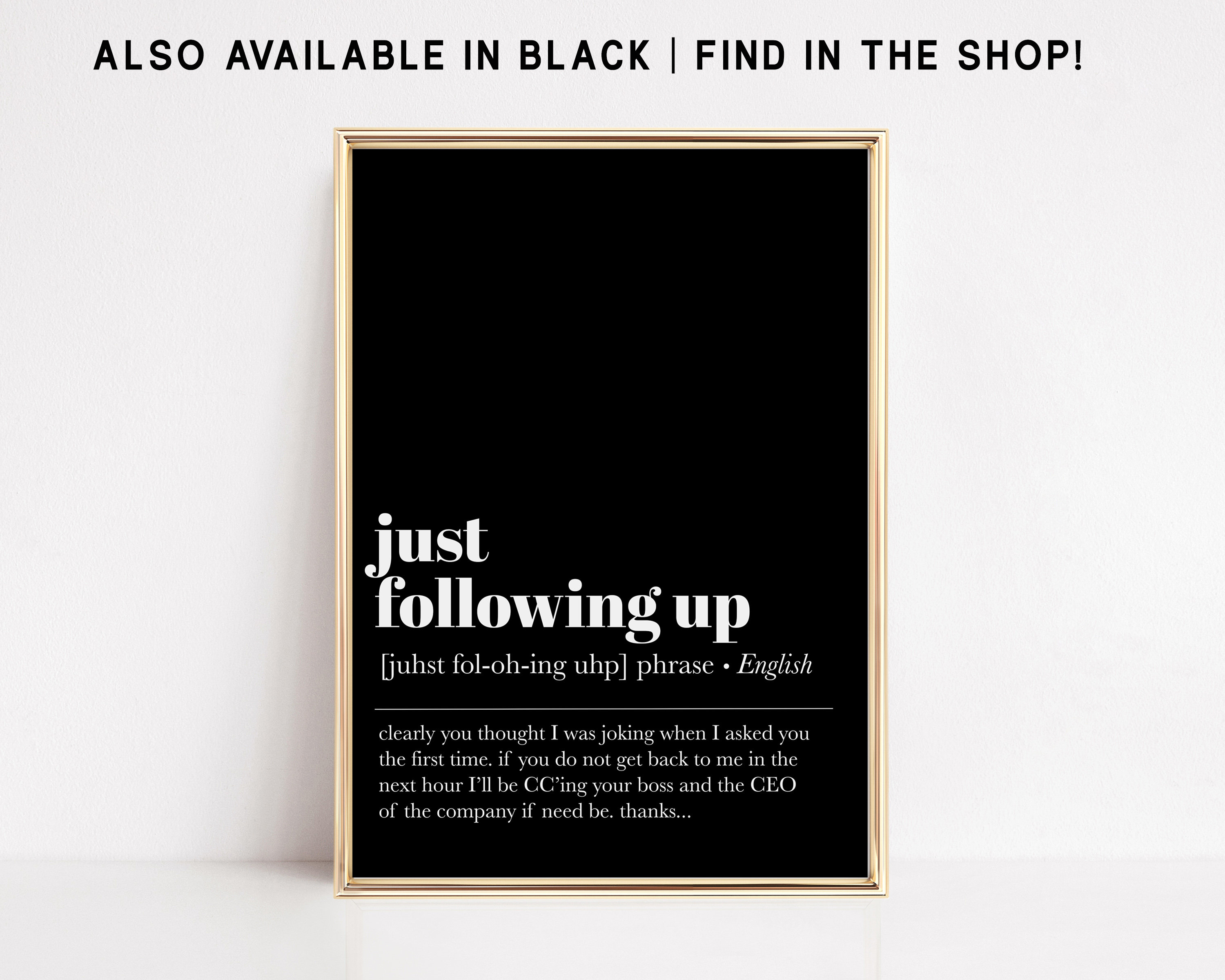 Home Office Wall Decor Just Following up Definition Print - Etsy Canada