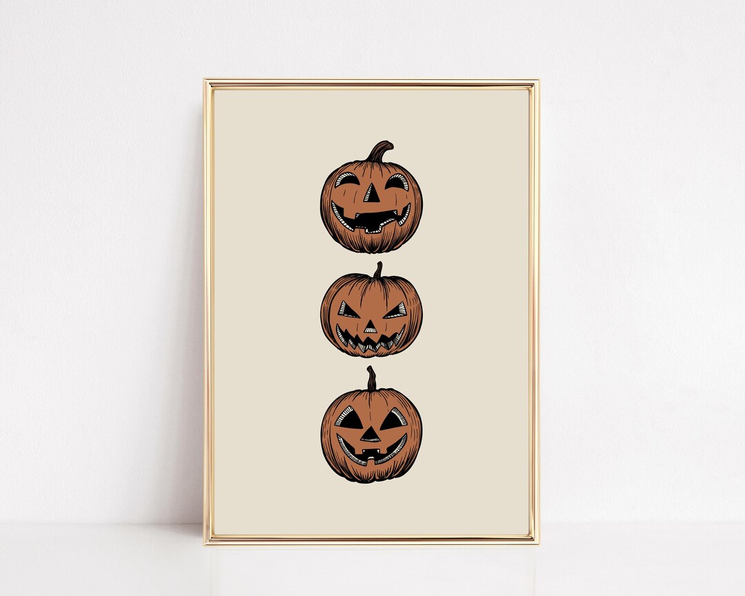 Pumpkin Wall Art | Halloween Digital Print | Cute Halloween Decor ...