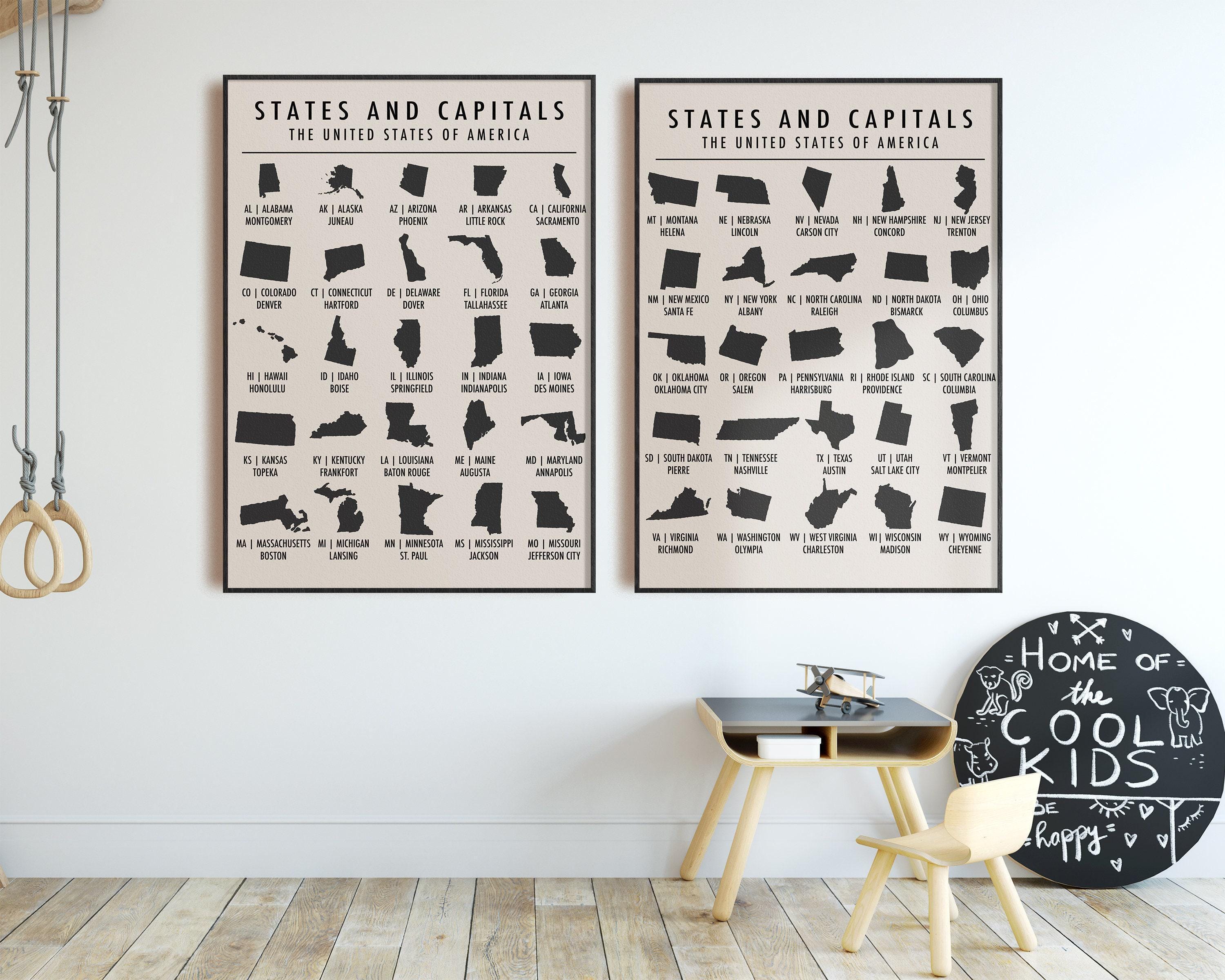 Set of 2 Classroom Posters | Homeschool Printable Wall Art | States and ...