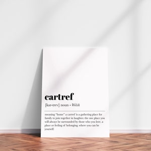 Cartref Definition Print | Welsh Print | Home Definition Poster ...
