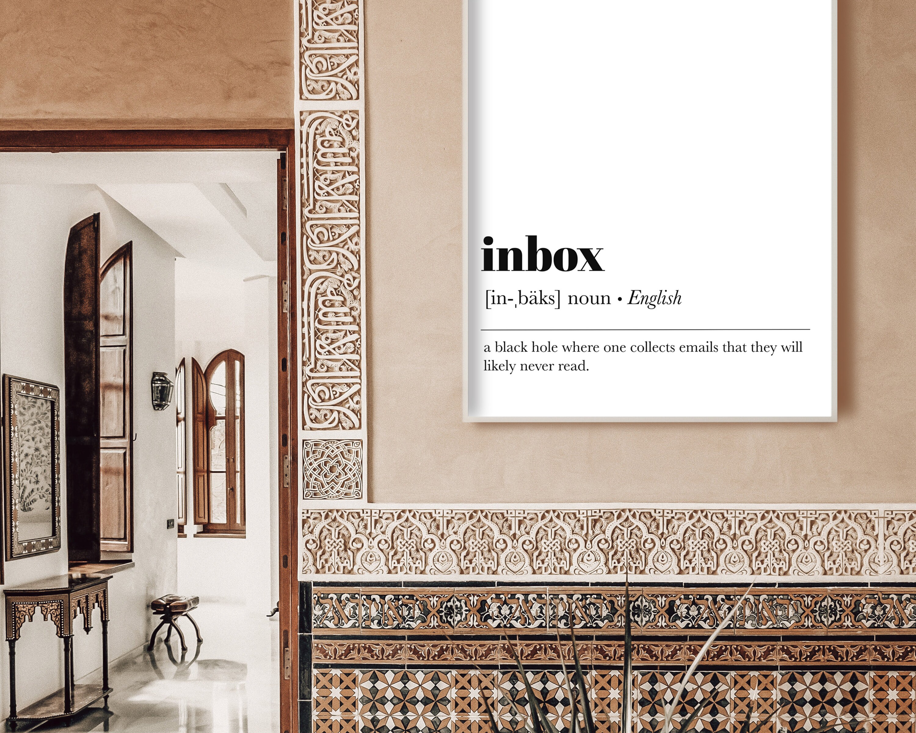 Funny home office sign inbox definition print office wall | Etsy