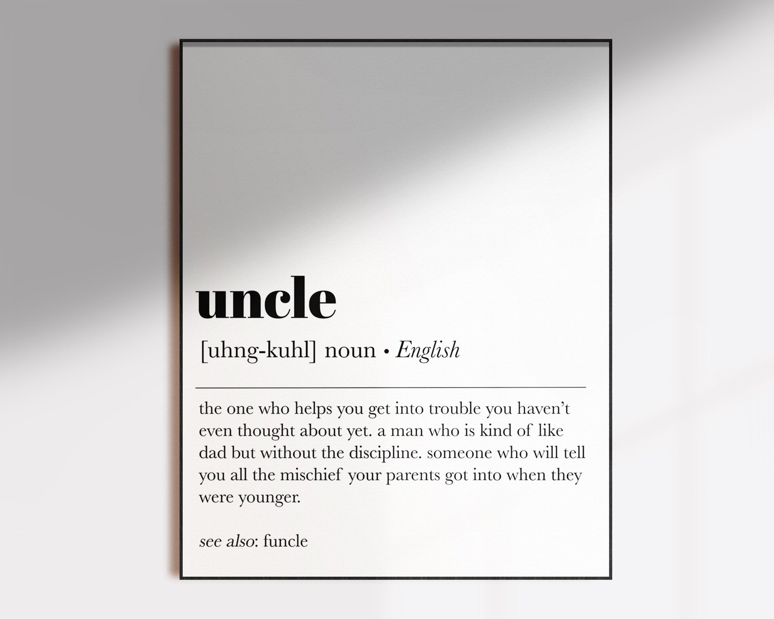 Uncle Definition Print Christmas Gift for Uncle Funcle - Etsy