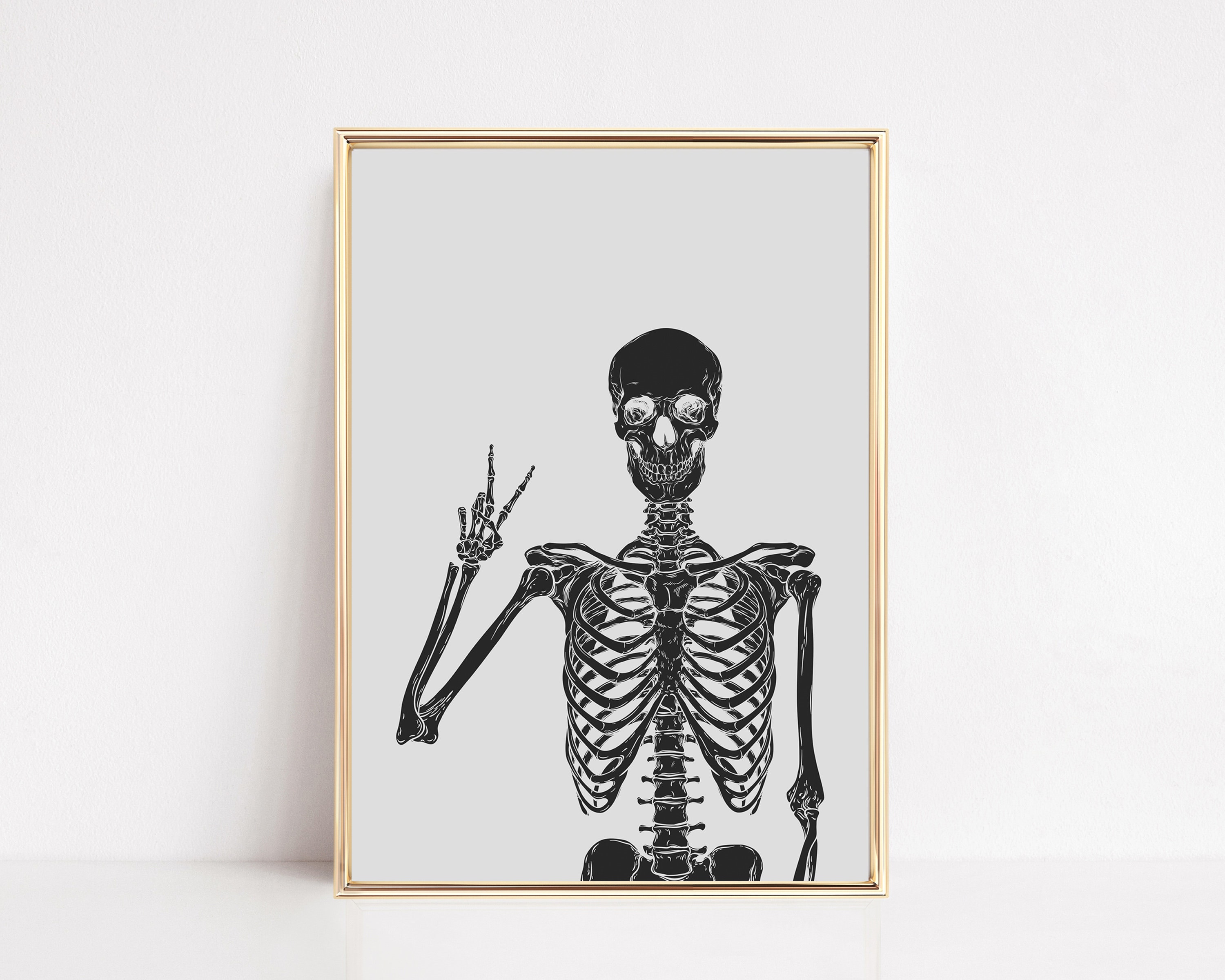 Halloween Printable Wall Art Halloween Skeleton Print | Etsy