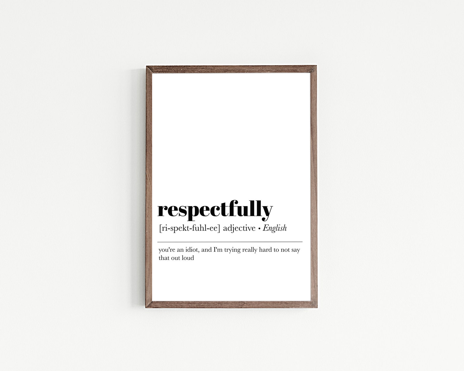 Respectfully Definition Print Minimalist Dorm Room Decor - Etsy