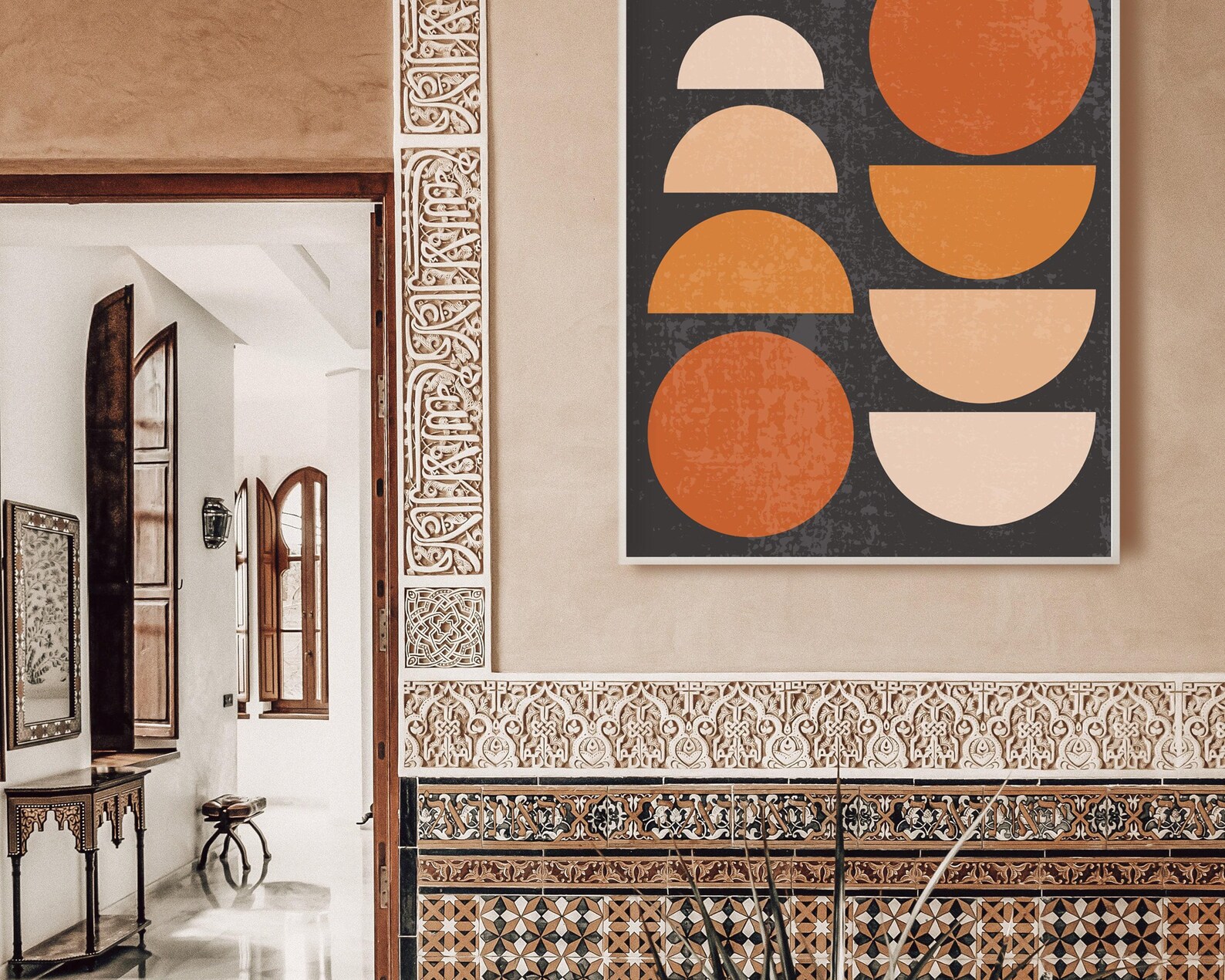 Terracotta Geometric Art Print | Mid Century Modern, Boho Decor ...