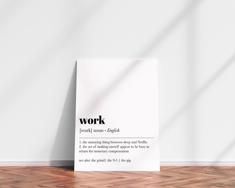 Funny Office Decor Work Definition Print Zoom Background - Etsy