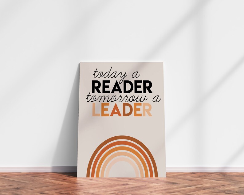 Today a Reader Tomorrow a Leader Playroom Decor Neutral | Etsy