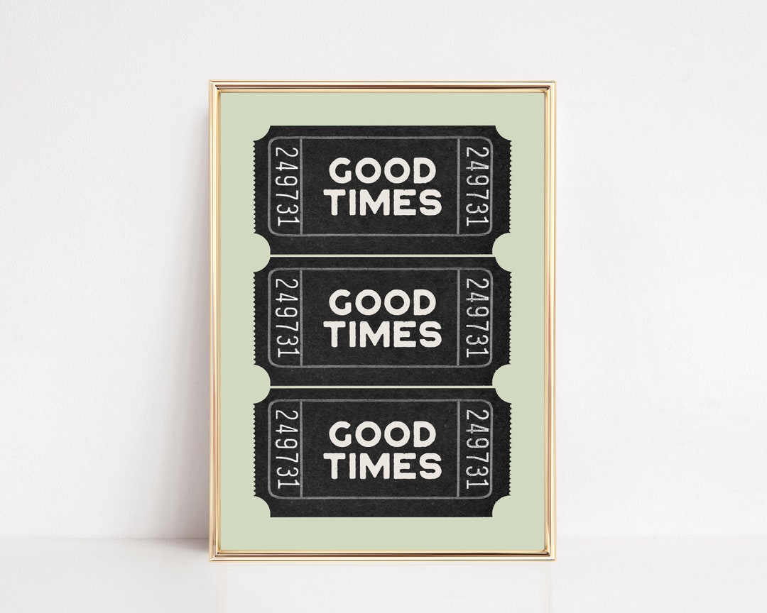 Good Times Ticket Print | Sage Green Wall Art | Trendy Retro Wall Art ...