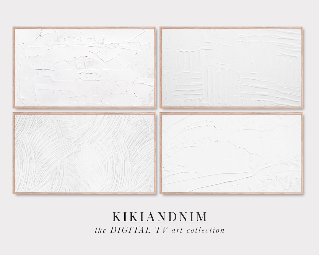 Samsung Frame Tv Art Set Modern | Texture Frame Tv Art | White Palette ...