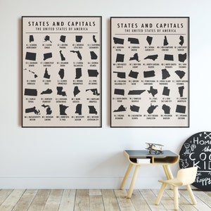 Set of 2 Classroom Posters | Homeschool Printable Wall Art | States and ...