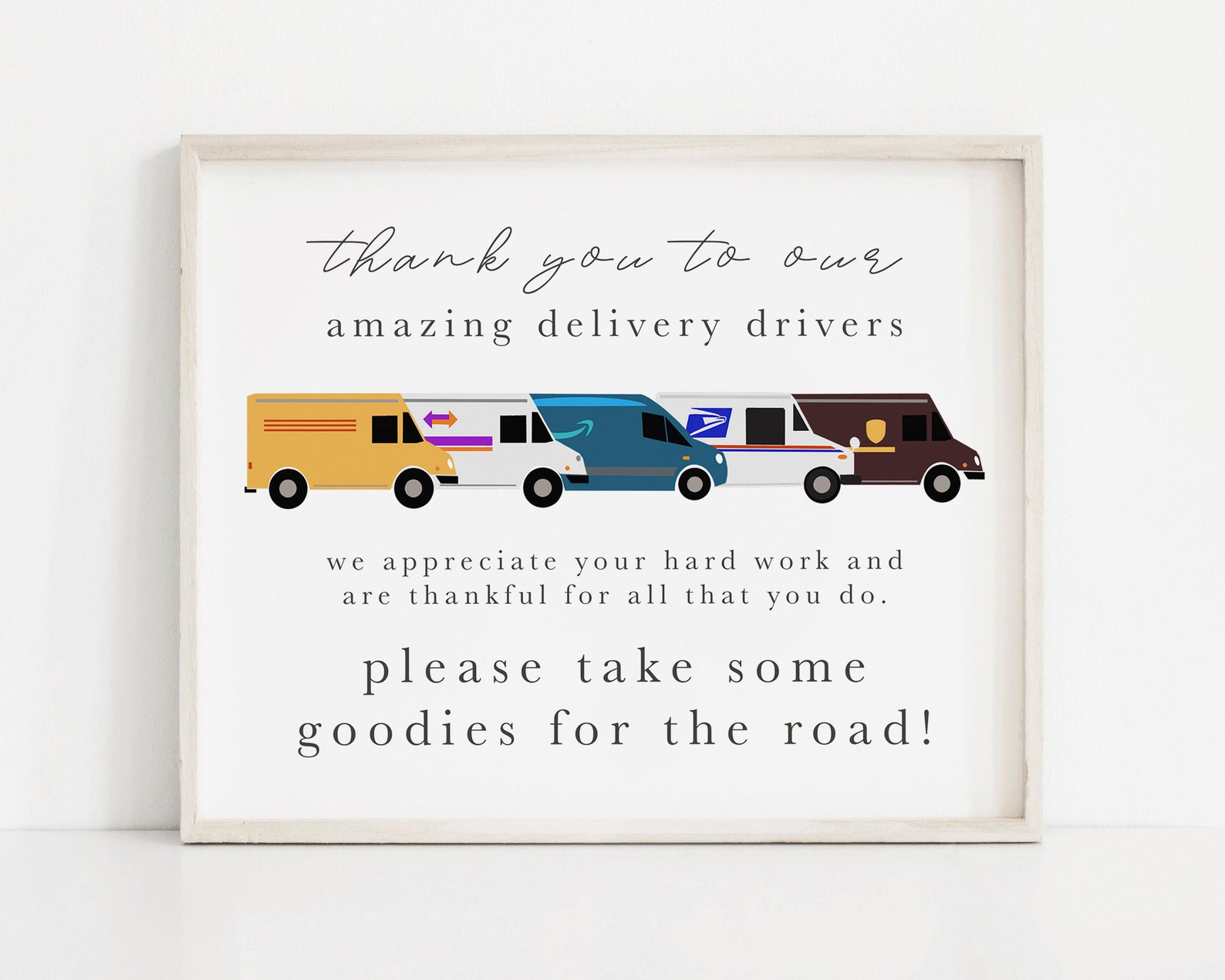 Delivery Driver Thank You Sign 8x10 Delivery Driver Snack - Etsy