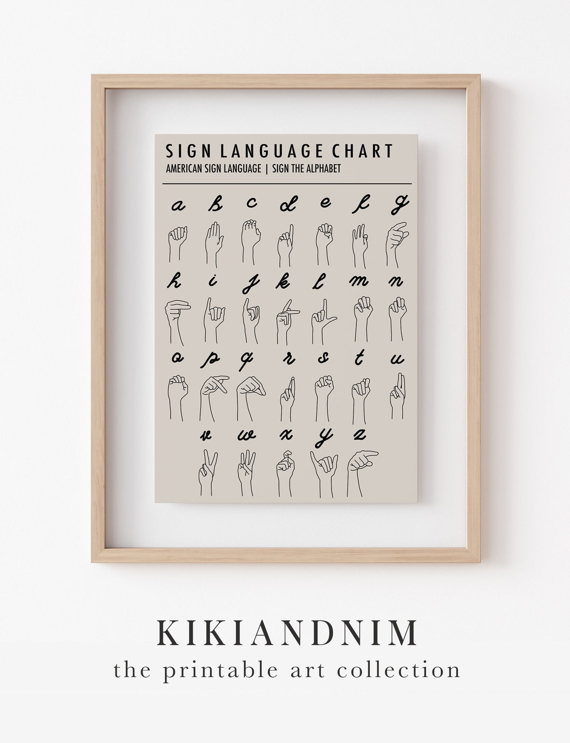 ASL Poster American Sign Language Alphabet Chart Boho - Etsy