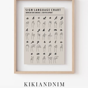 ASL Poster American Sign Language Alphabet Chart Boho - Etsy