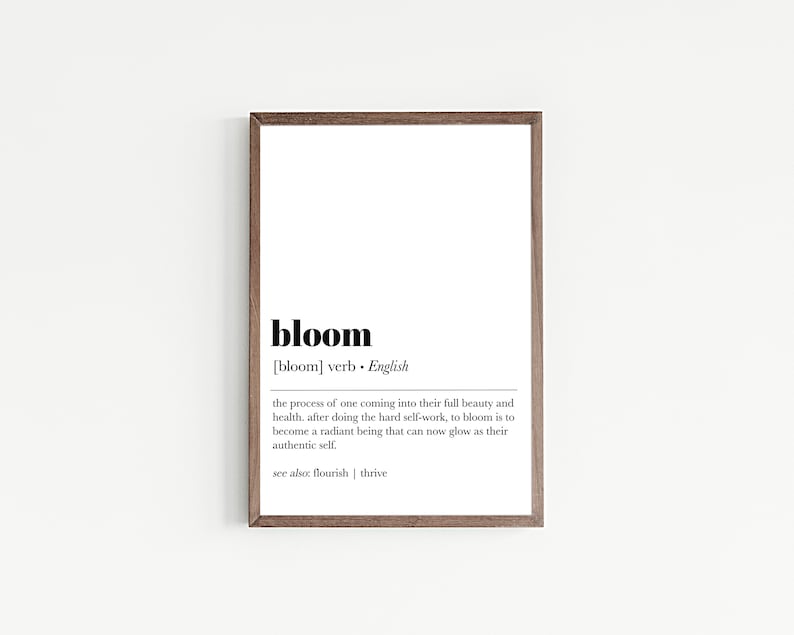 Bloom Definition Print Manifest Poster Self Care Wall Art | Etsy