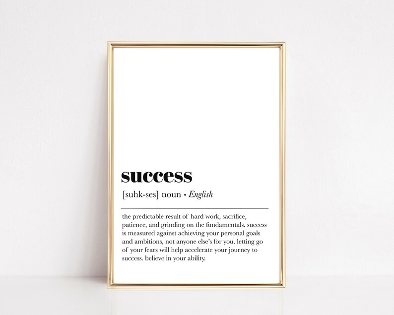 Success Definition | Office Wall Art | Home Office Decor | Motivational ...