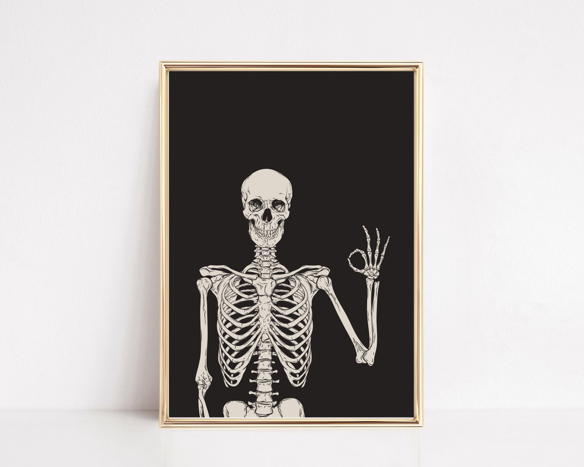 Skeleton Art Print Halloween Decor Halloween Printable - Etsy
