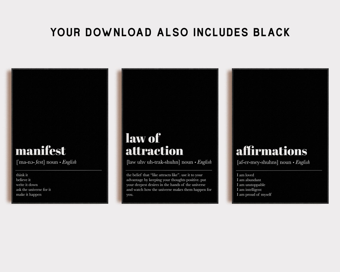 Manifest Wall Art Set of 3 Prints Law of Attraction Poster - Etsy