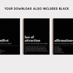 Manifest Wall Art | Set of 3 Prints | Law of Attraction Poster ...