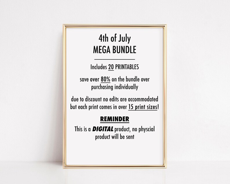 4th of July Decor Mega Bundle Set | Set of 20 PRINTABLES | Fourth of ...