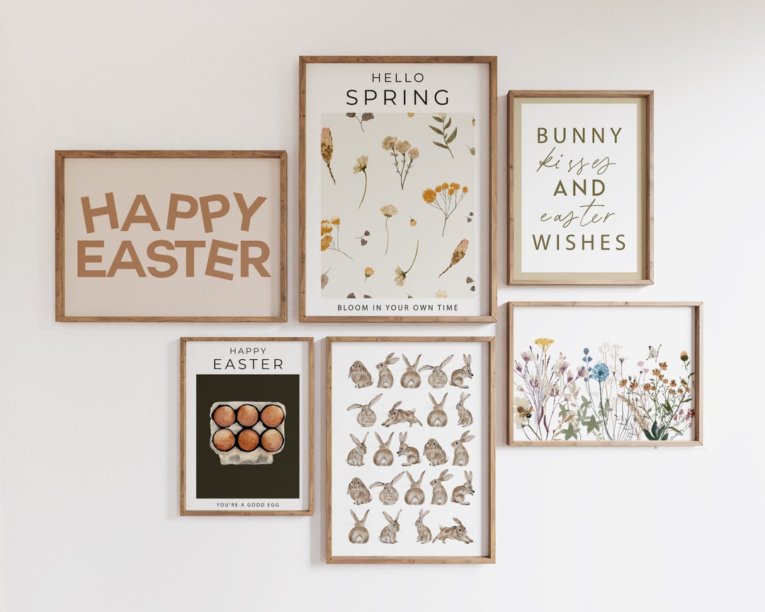 Easter Wall Art Set of 6 Easter Printables Easter Decor Spring Wall Art ...