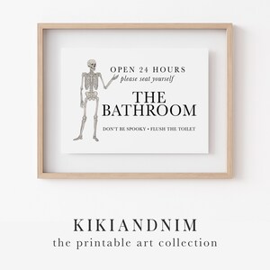 Halloween Bathroom Decor | Funny Skeleton Wall Art | Halloween Bathroom ...