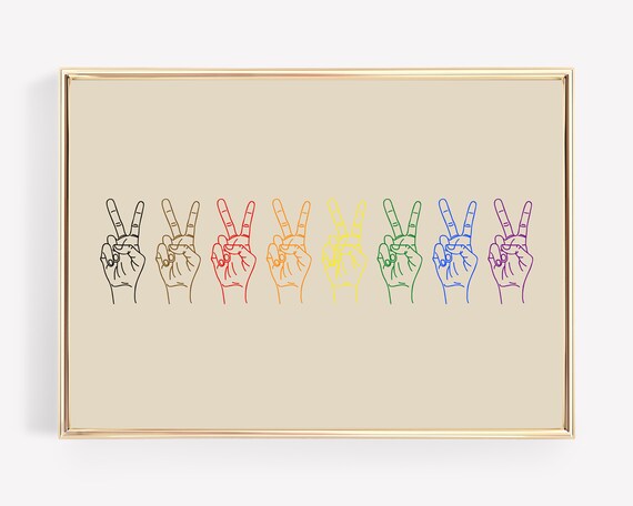 Peace Sign Print LGBT Pride Wall Art Rainbow Wall Art - Etsy