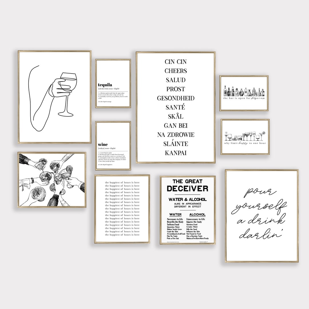 Bar Cart Decor Set of 10 PRINTABLES Bar Art Bar Prints - Etsy UK