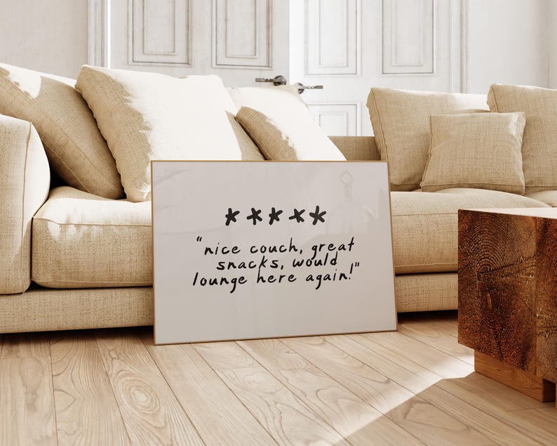 Funny Living Room Couch Wall Art | Horizontal Wall Art | Neutral Home ...