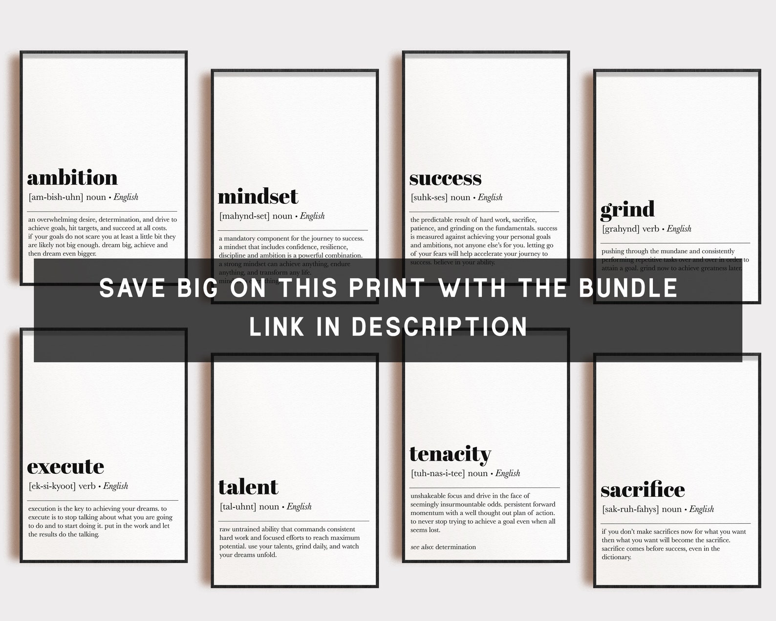 Commitment Definition Print Home Office Wall Art | Etsy