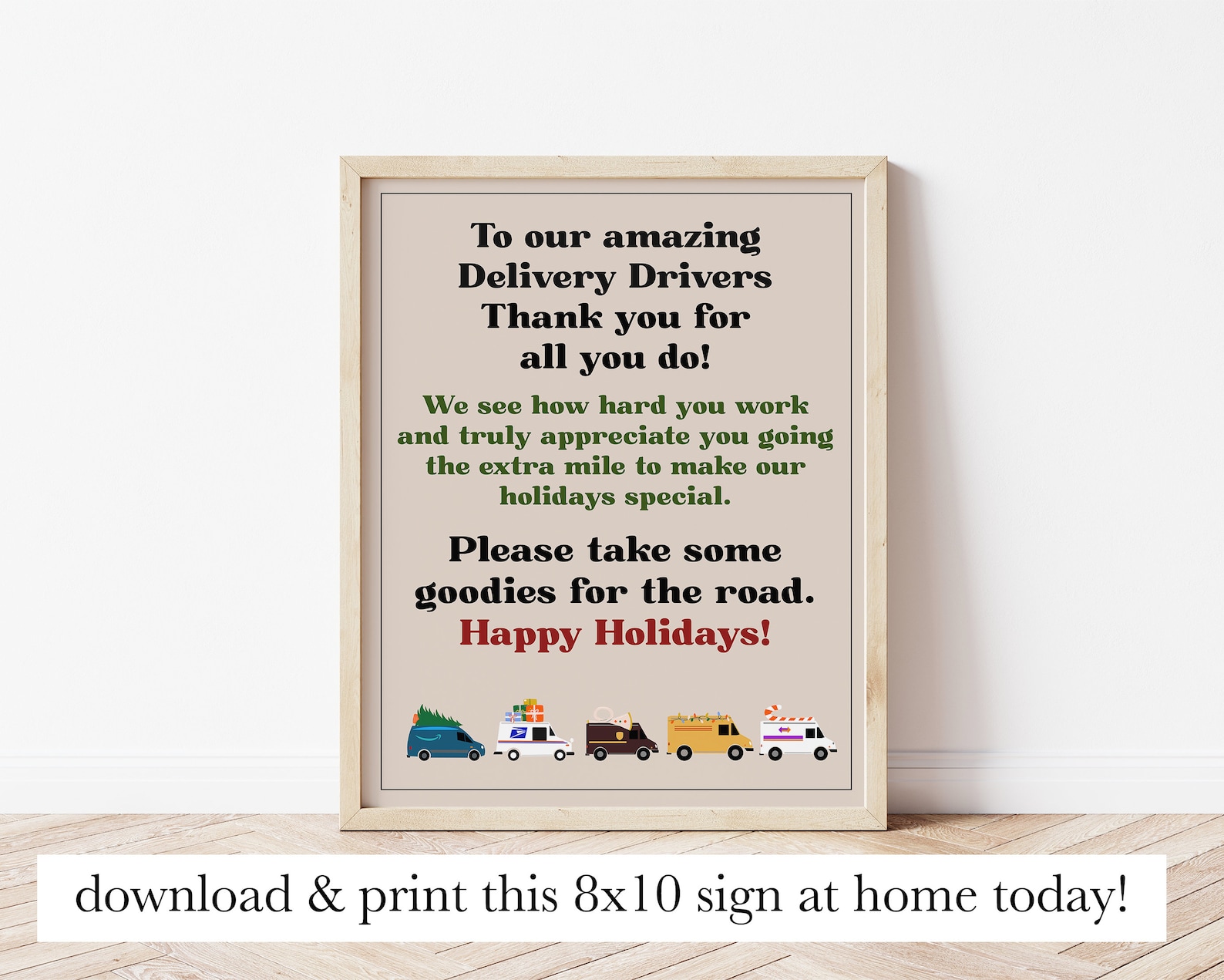 Delivery Driver Thank You Sign 8x10 Delivery Driver Snack - Etsy